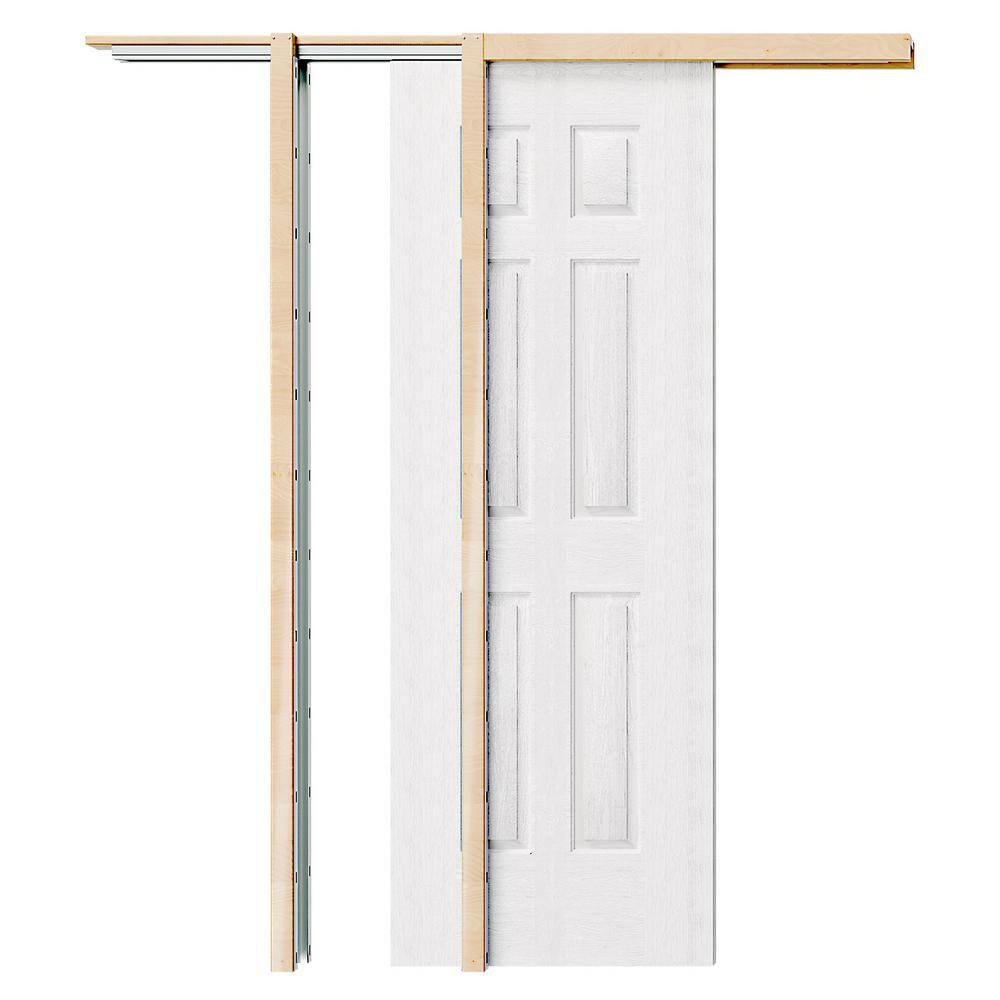 TENONER 60 in. x 80 in. 6-Panel, Pre-assembled Panel, MDF, White Primed ...