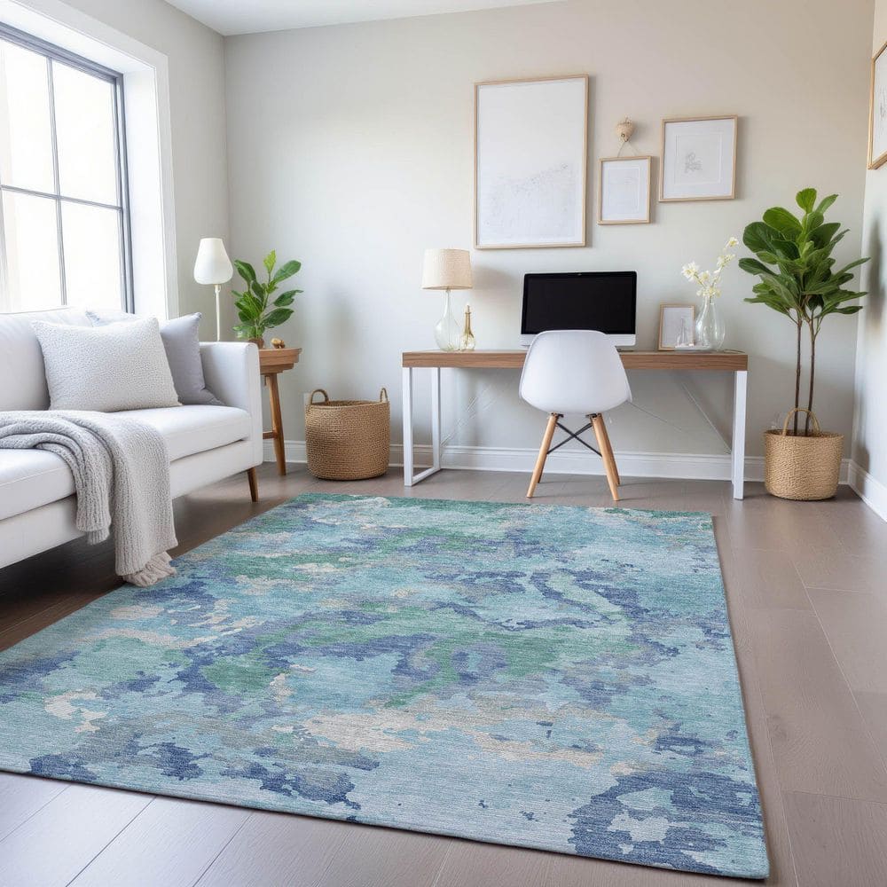 Addison Rugs Mayfield Premium Machine Washable Abstract AMF1382 Seafoam ...