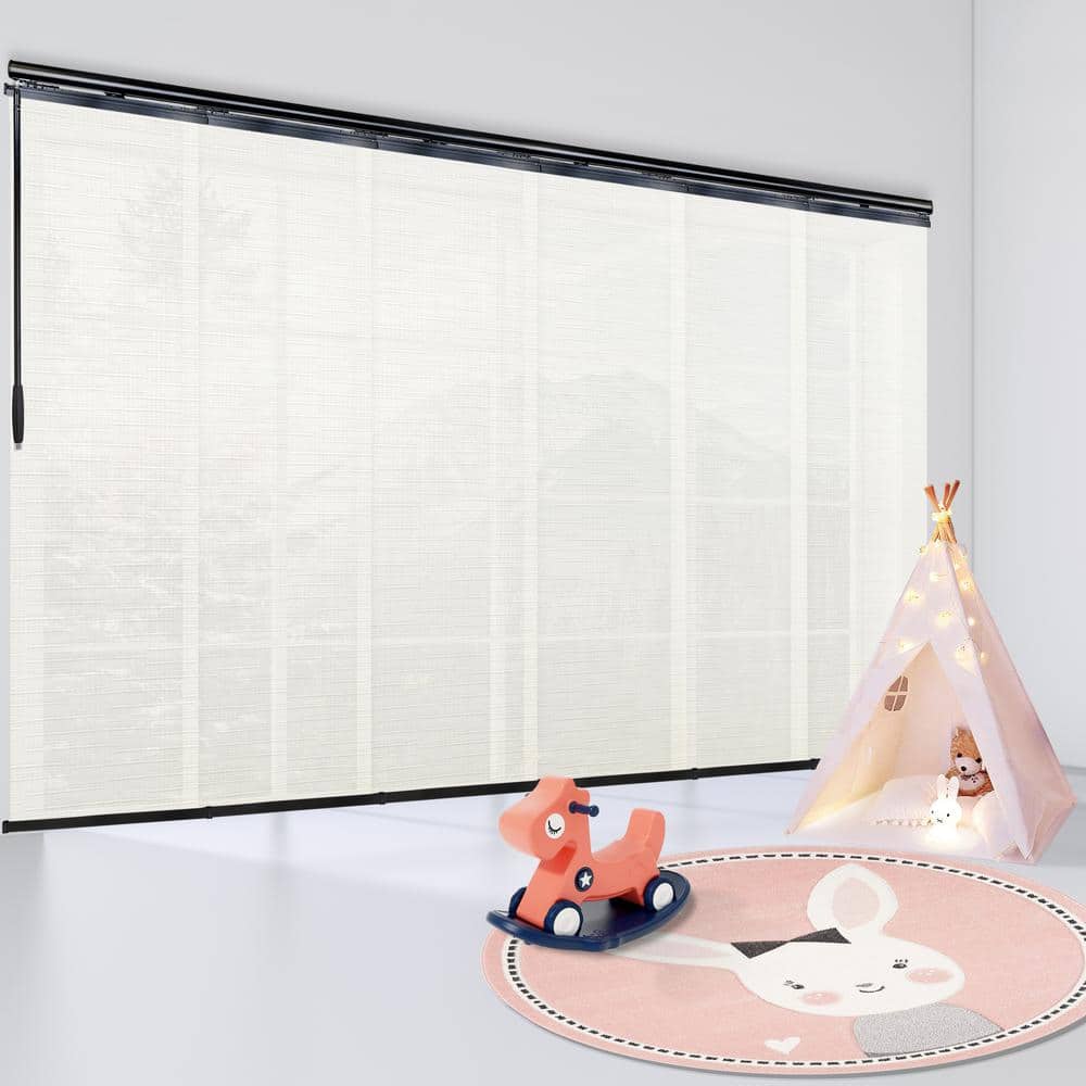 EMOH Ornate Alabaster 70 in.- 130 in. W x 116 in. L Adjustable 6-Panel ...