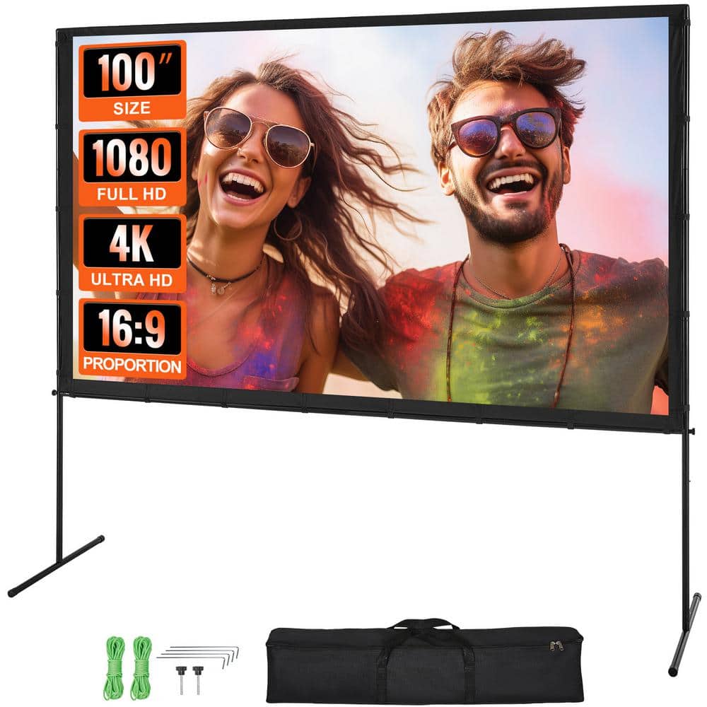 VEVOR Projector Screen 100 in. with Stand Outdoor Movie Screen with ...