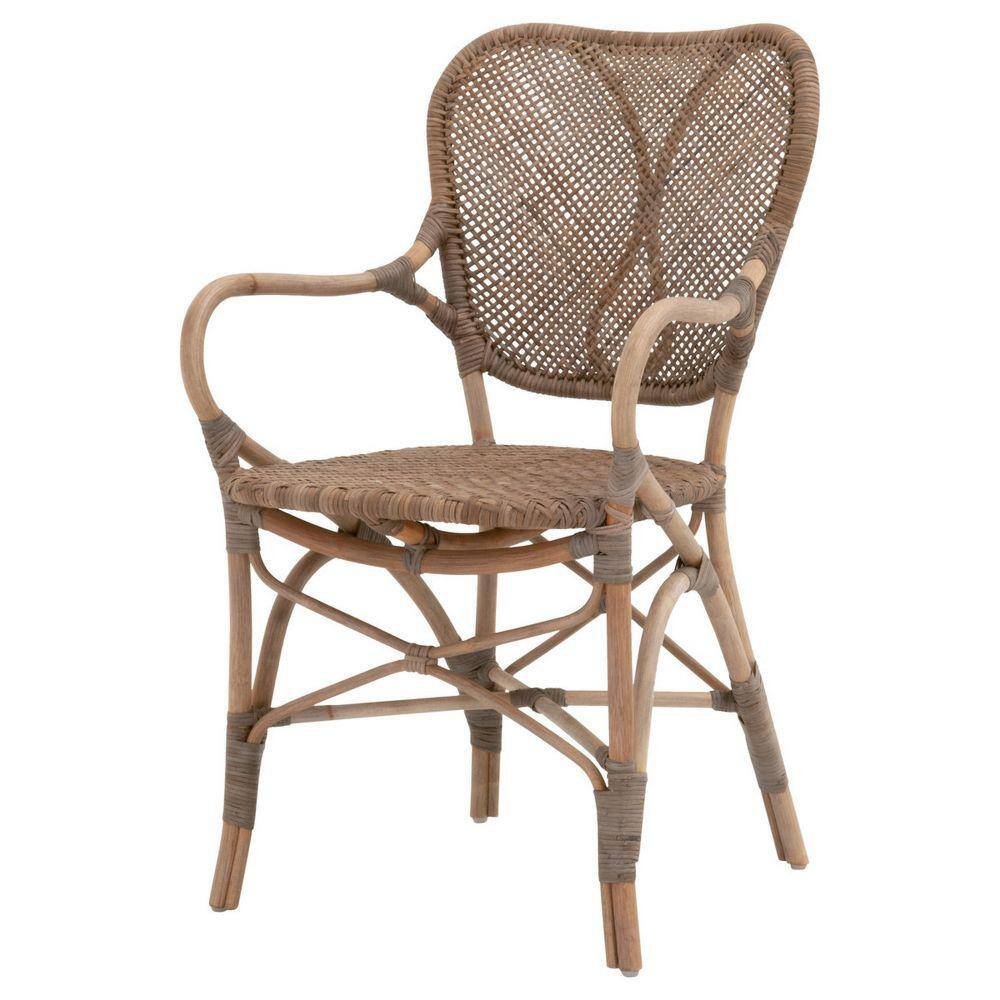 Benjara Brown Rattan Arm Chair with Exquisite Design Base BM235546 ...