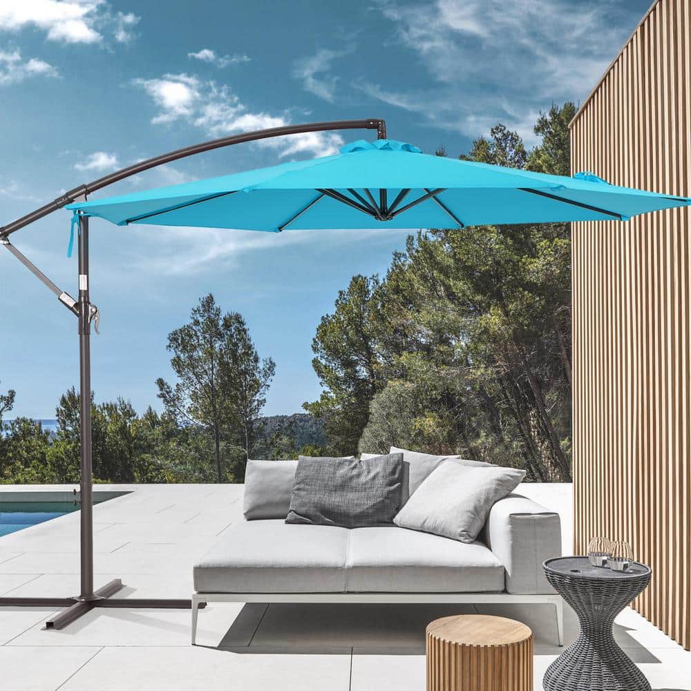 JOYESERY 10 ft. Outdoor Patio Umbrella, Round Canopy Cantilever ...