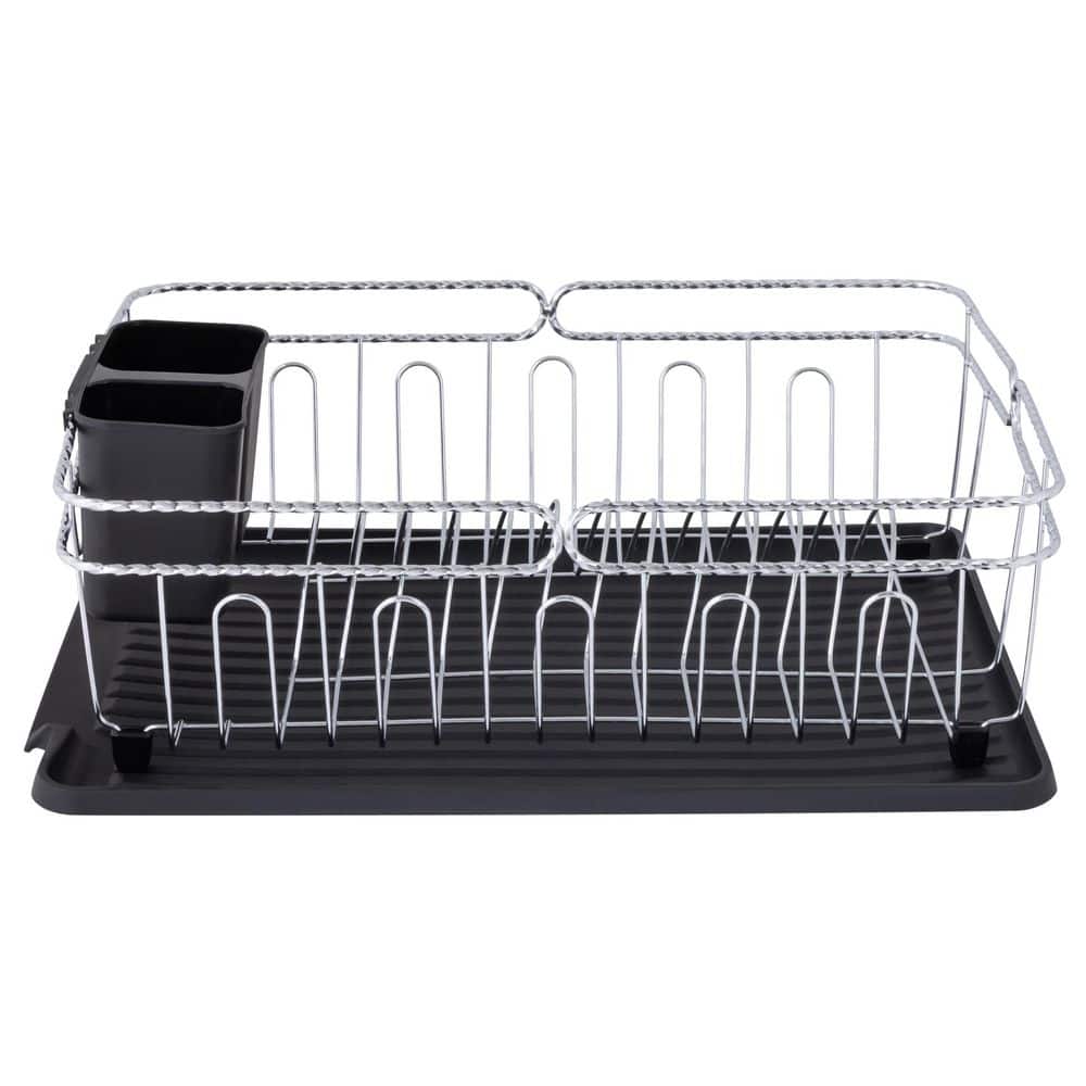 Kitchen Details Twisted Chrome 3-Piece Black Dish Rack 4028-BLK - The ...