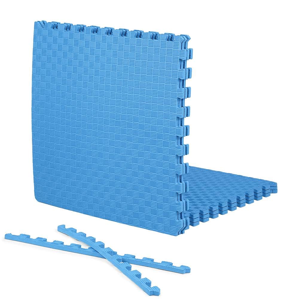 SAKAE Blue 24 in. W x 24 in. L x 0.5 in. T EVA Foam Tatami Pattern Gym ...