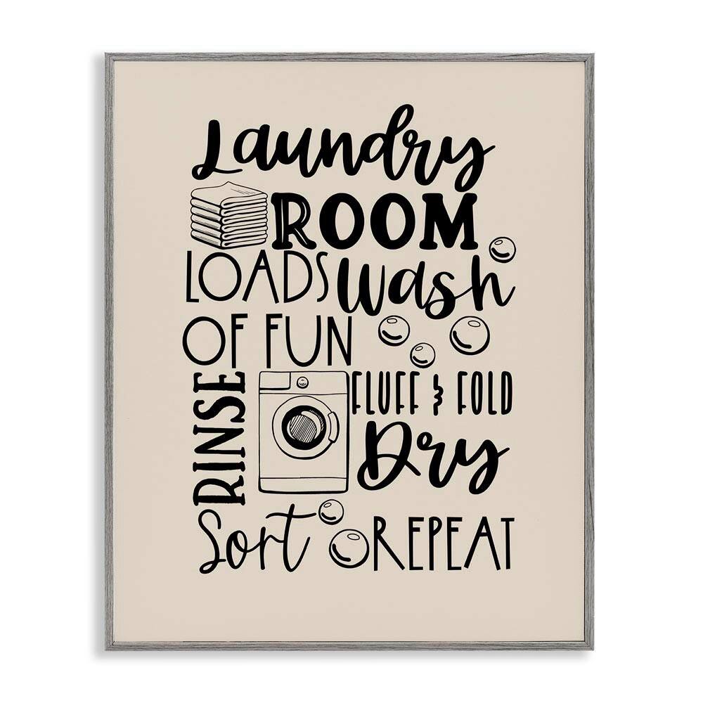 Stupell Industries Laundry Phrases Mixed Typography by Daniela Santiago ...