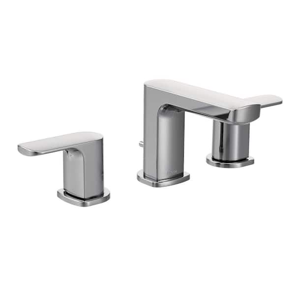 MOEN Rizon Chrome 2-Handle Widespread Bathroom Faucet, Valve Included ...