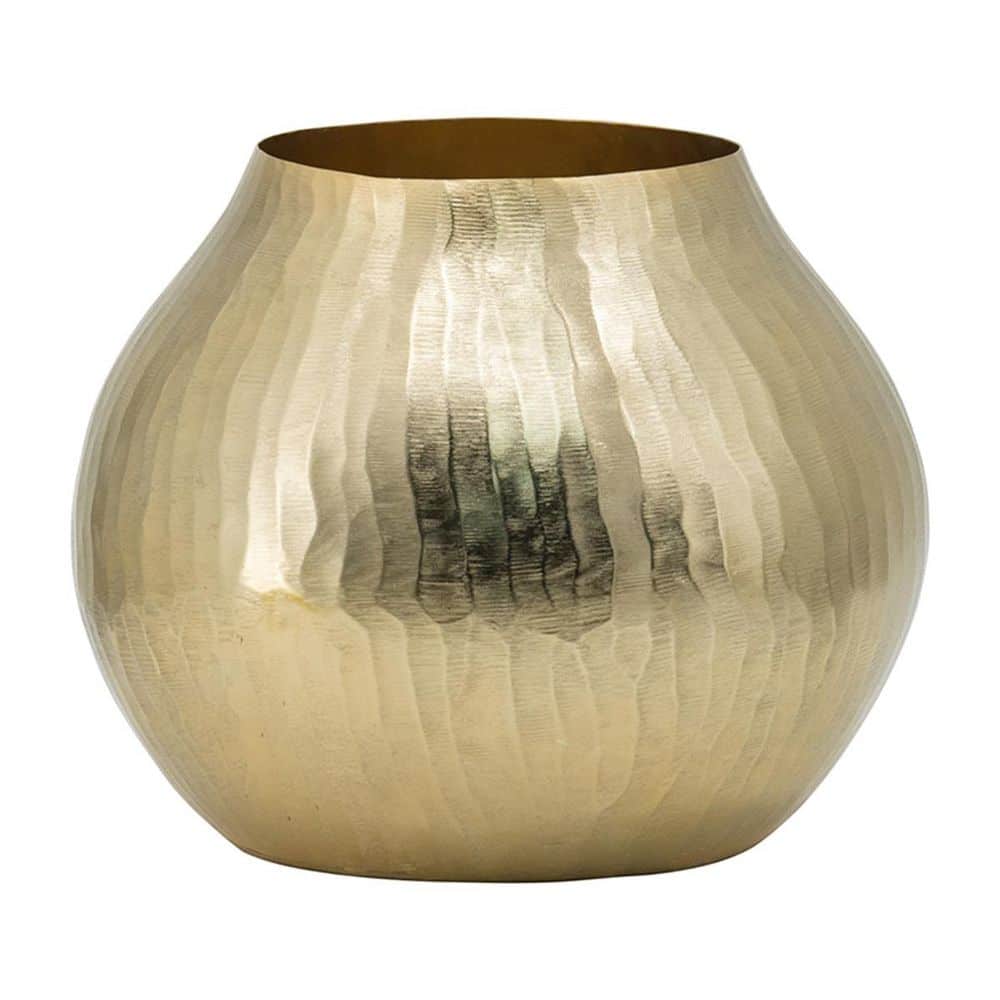 🌿Unparalleled Durability 9 in. Gold Aluminum Round Decorative Vase with ...