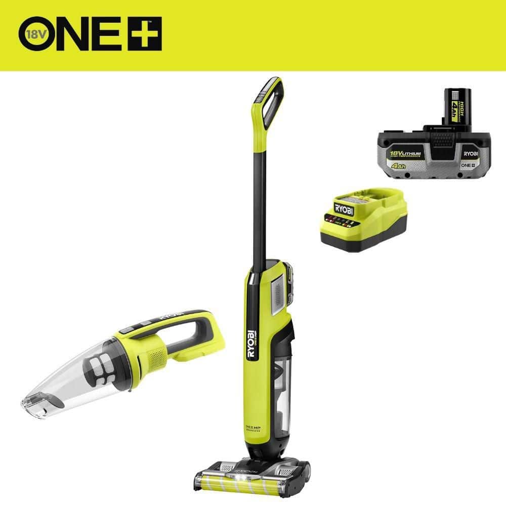 RYOBI ONE+ HP 18V Cordless High-Capacity Stick Vacuum Kit with 4.0 Ah ...