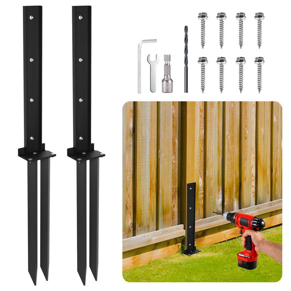 Angel Sar 15 in. Heavy-Duty Fence Post Anchor Repair Kit with Steel ...