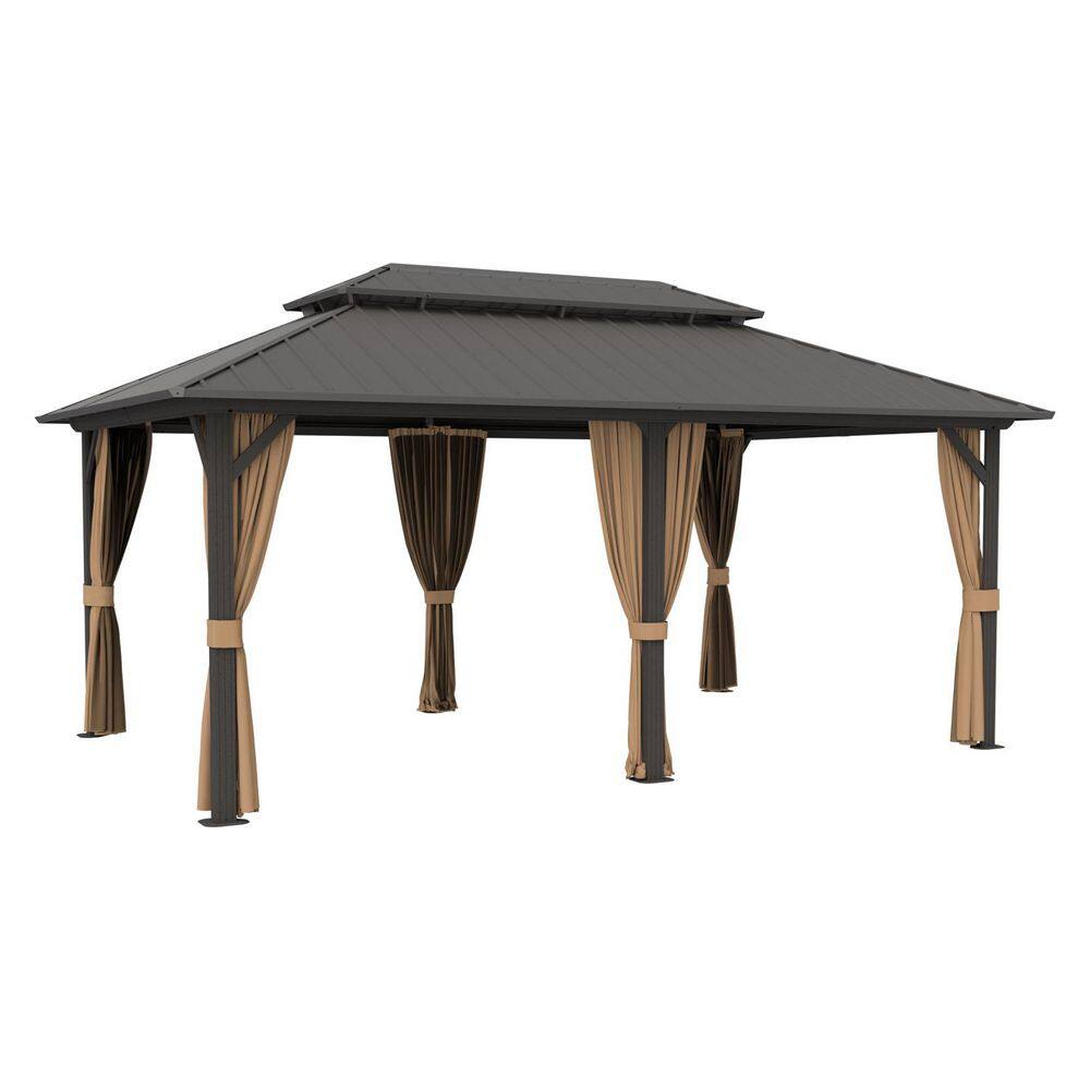 GAZEBEST 12 ft. x 20 ft. Hardtop Gazebo with Aluminum Frame, Galvanized ...