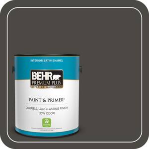 BEHR PREMIUM PLUS 8 oz. #PPU24-01 Black Mocha Semi-Gloss Interior ...