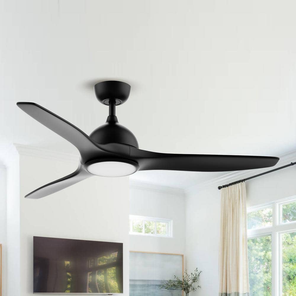 Vaczon 52 in. Integrated LED Indoor Modern Propeller Matte Black 3 ...