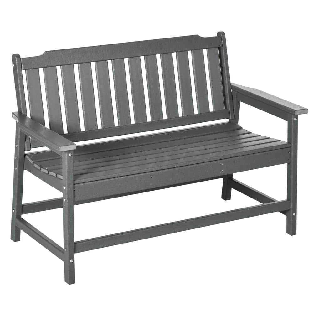 Wood Outdoor 2-Person Park Style Garden Bench Chair- All-Weather with ...