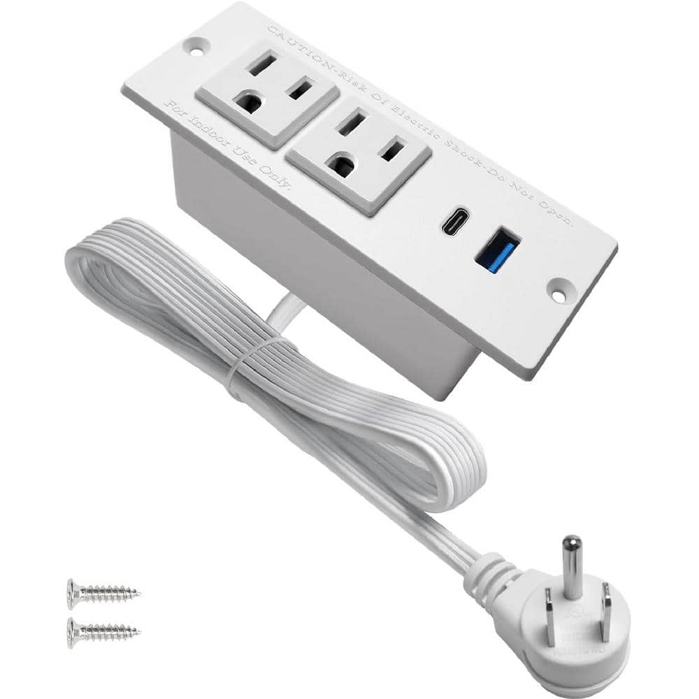 Lukyamzn Recessed Power Strip Desktop Power Station 2 Outlets, 1 USB-A ...