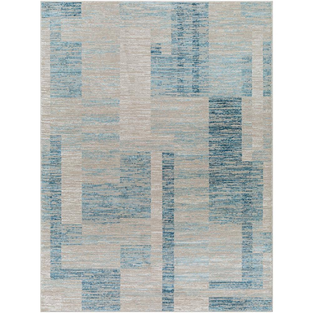 Livabliss Allegro Blue/Light Beige Geometric 8 ft. x 10 ft. Indoor Area ...