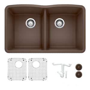 SINKOLOGY Rivera 32 in. Undermount Double Bowl 16 Gauge Antique Copper ...