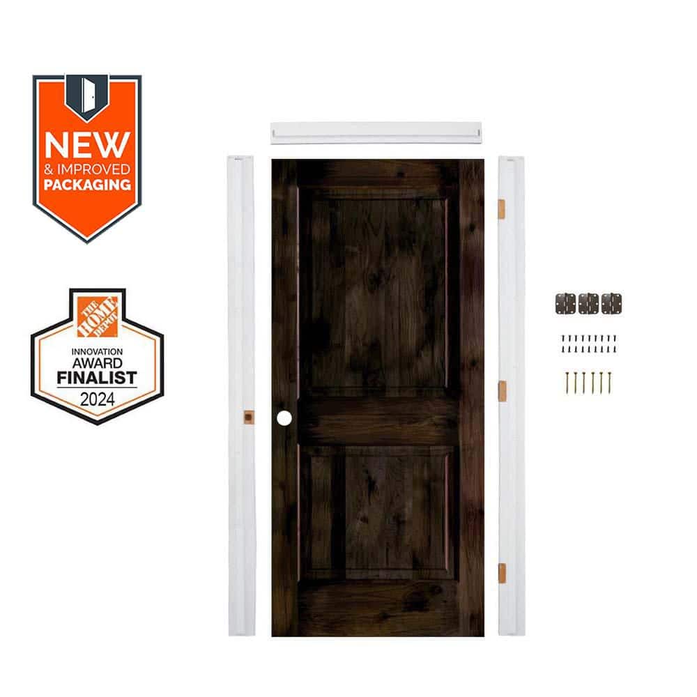 Krosswood Doors 36in.x80in. Knotty Alder Square Top Right-Hand Black ...