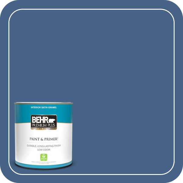 BEHR PREMIUM PLUS 1 qt. #PPU15-04 Mosaic Blue Satin Enamel Low Odor ...