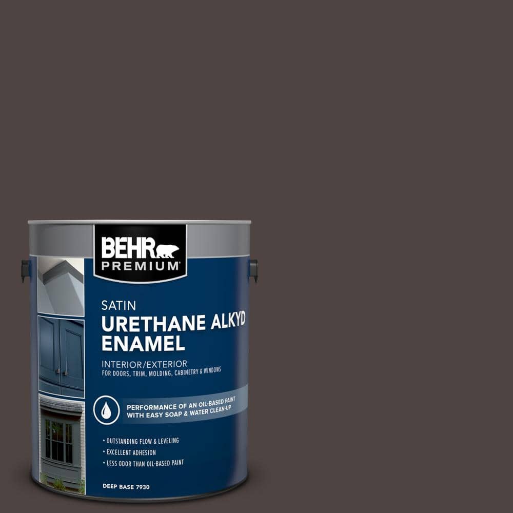 BEHR PREMIUM 1 gal. #SC-104 Cordovan Brown Urethane Alkyd Satin Enamel ...