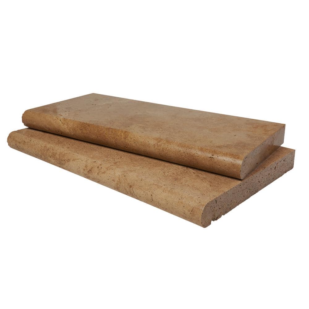 MSI Mediterranean Walnut 5 cm x 12 in. x 24 in. Brushed Travertine Pool ...