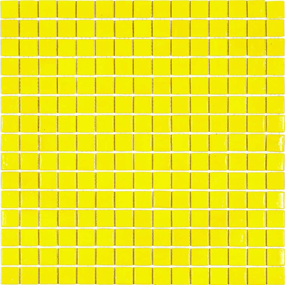 Apollo Tile Dune Glossy Yellow 12 in. x 12 in. Glass Mosaic Wall and ...