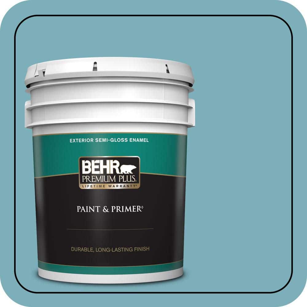 BEHR PREMIUM PLUS 5 gal. #520F-4 November Skies Semi-Gloss Enamel ...