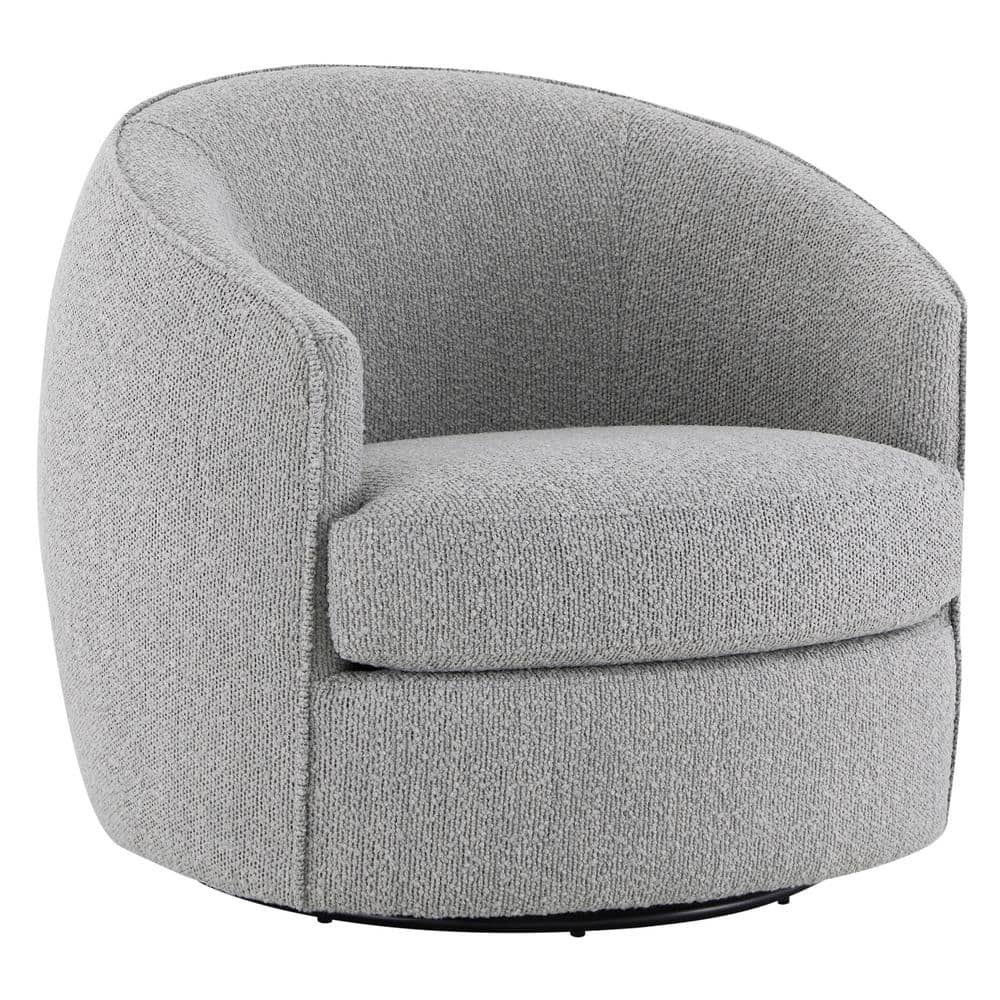 Spruce & Spring Fenella Light Grey Fabric Swivel Arm Chair Modern Comfy ...