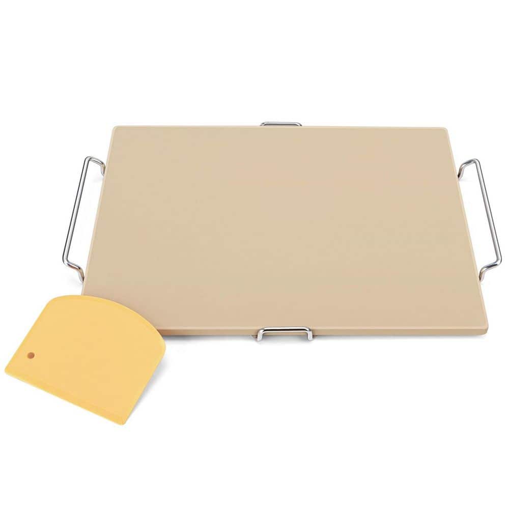 Numhew 3-Piece 15 in. x 12 in. Rectangular Pizza Stone Set with Carry ...