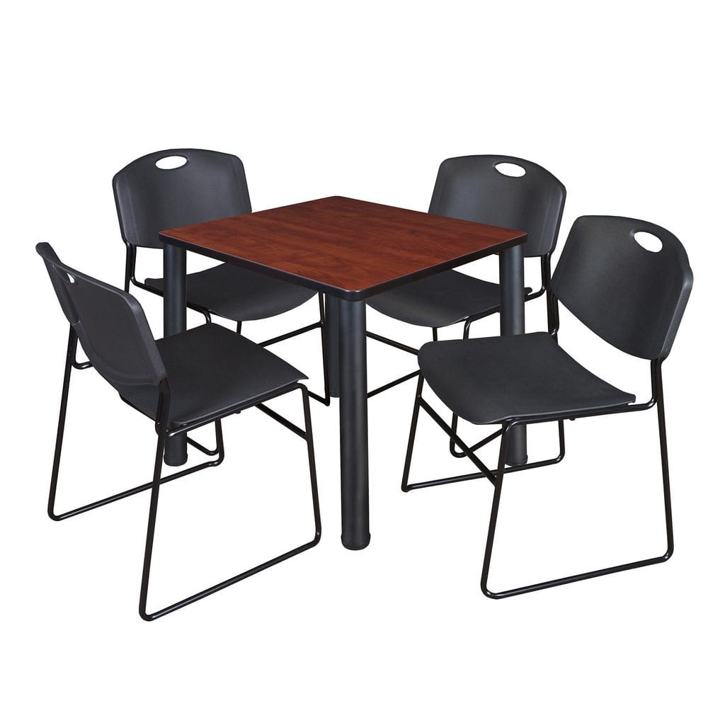 Regency Kee 30 in Cherry Top Square Breakroom Table Desk, Black Legs, 4 ...