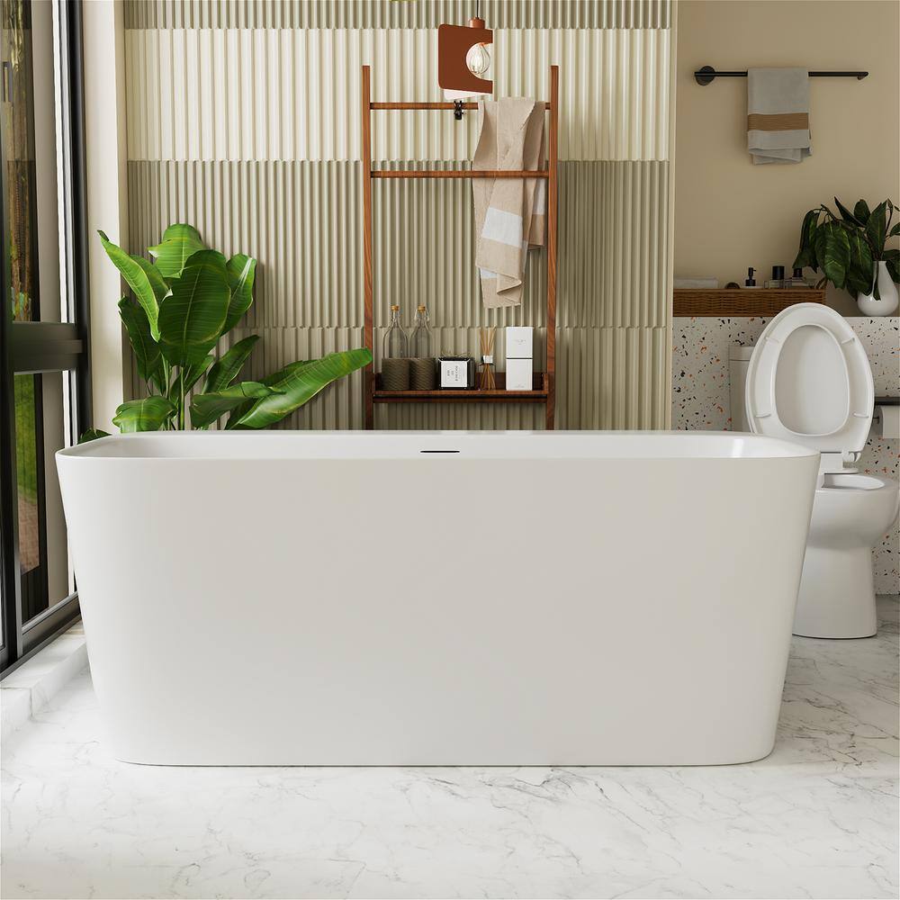 INSTER MUSE 67 in. Acrylic Flatbottom Vintage Tub Elegant Freestanding ...