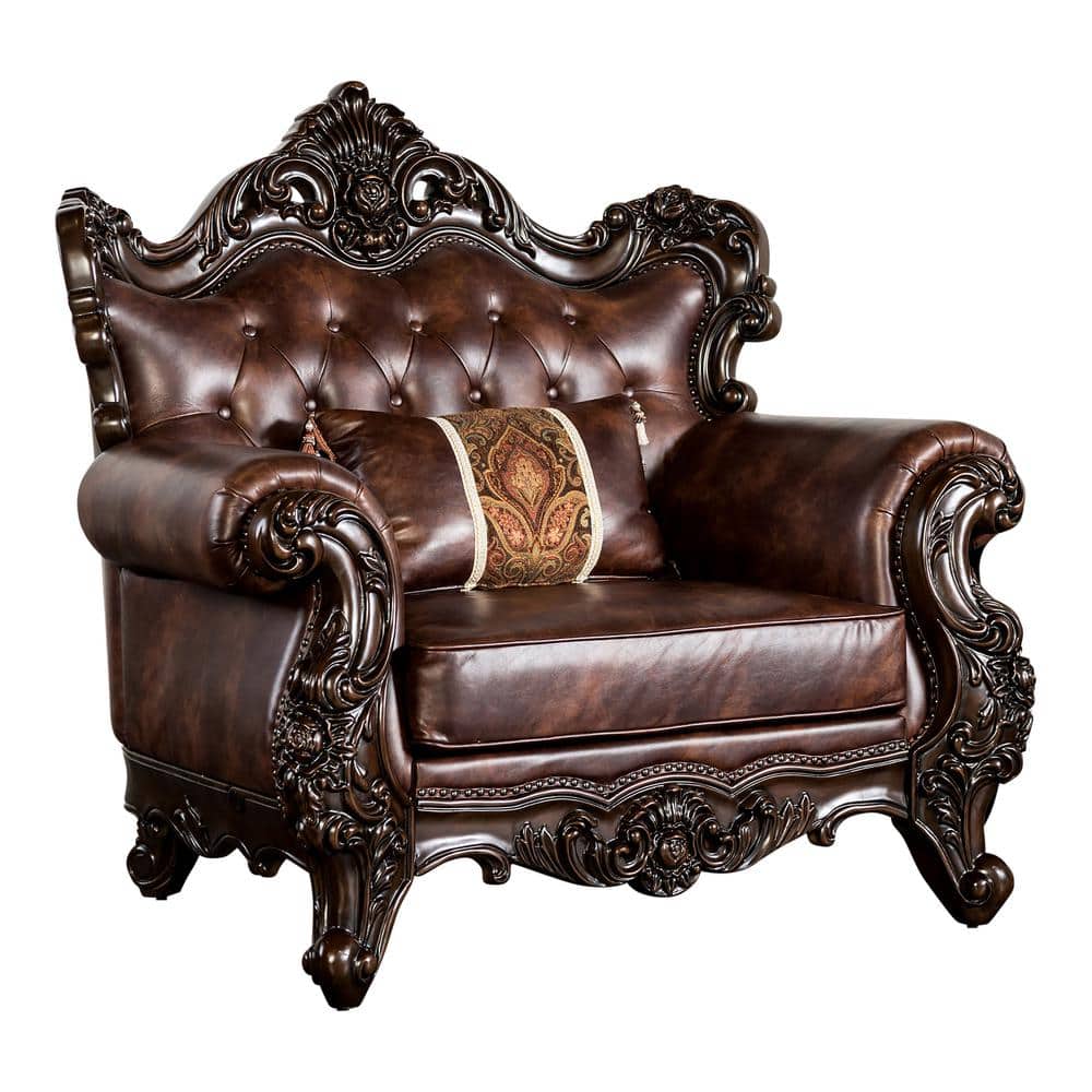 Furniture of America Grady 53 in. Button Tufted Back Fabric Chair in ...