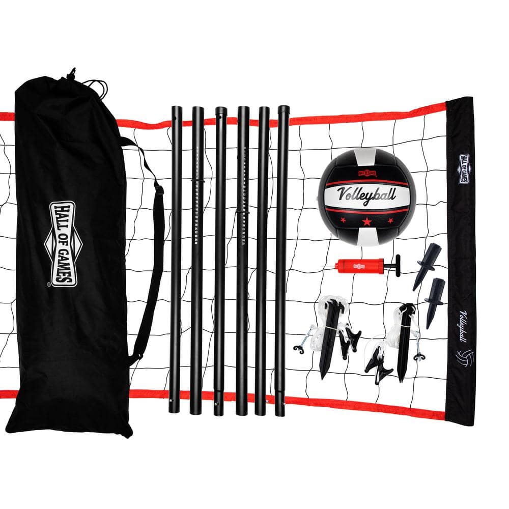 HALL OF GAMES 32 ft. Outdoor Volleyball Net and Carrying Bag Set with ...