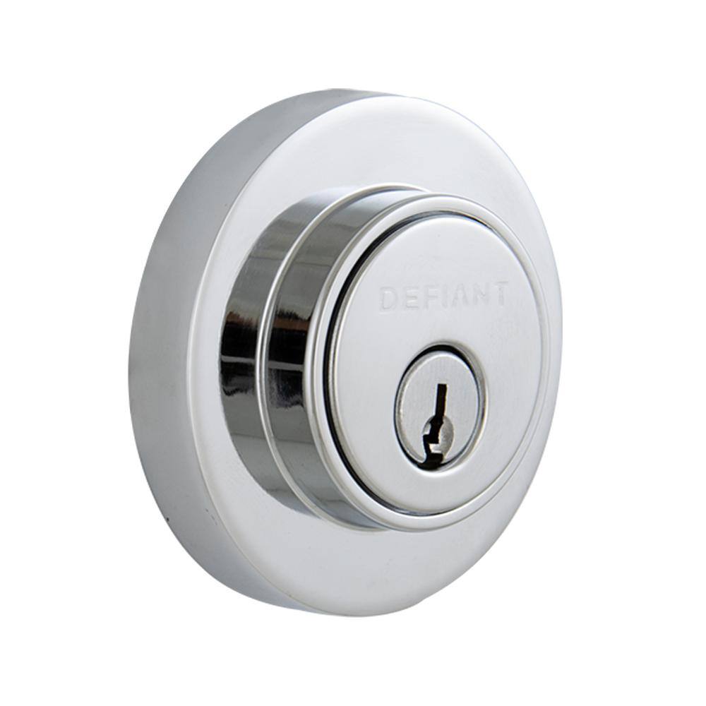 Defiant Contemporary Round Bright Chrome Double Cylinder Deadbolt 32DA122