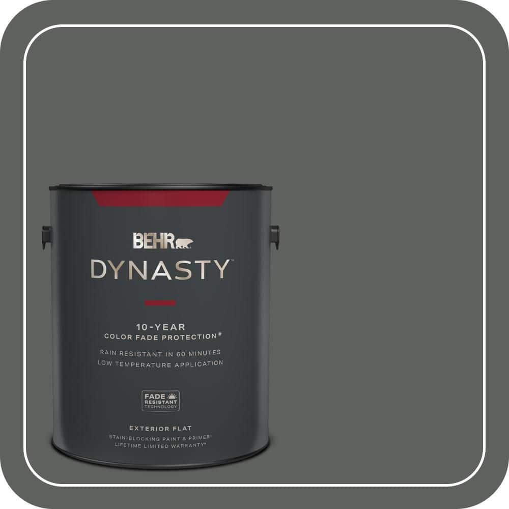 BEHR DYNASTY 1 gal. #N460-6 Hematite Flat Exterior Stain-Blocking Paint ...