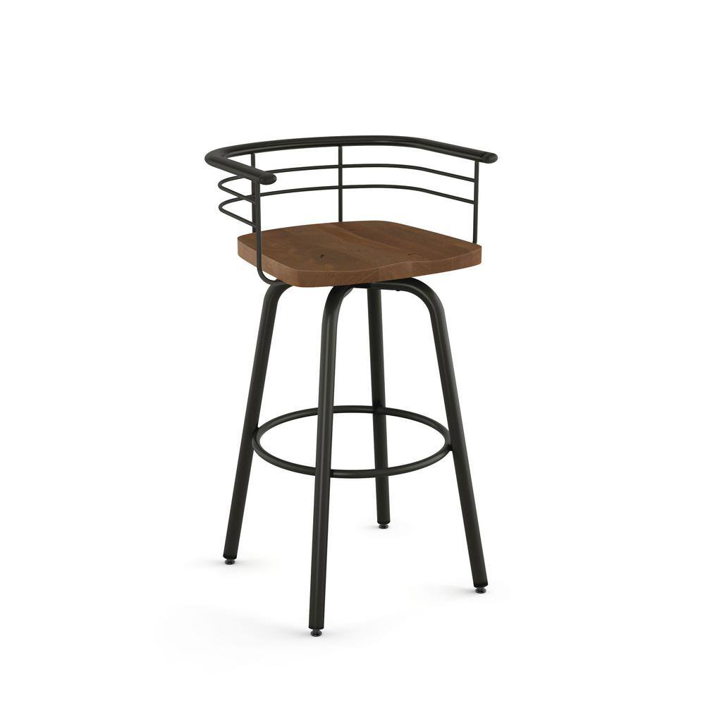 Amisco Brisk 26 in. Brown Wood / Gun Metal Swivel Counter Stool 41293 ...