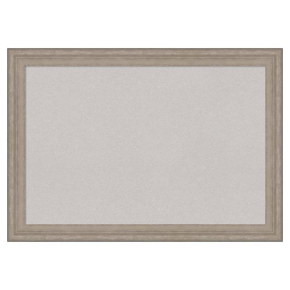 Amanti Art Curve Grey Wash Wood Framed Grey Corkboard 27 in. x 19 in ...