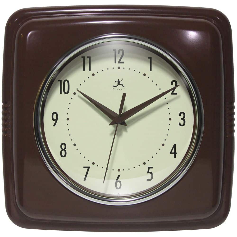 Infinity Instruments Square Retro Mahogany Wall Clock 9.25 in 13228DR ...