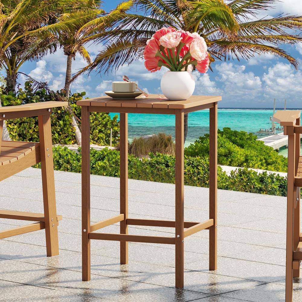 DEXTRUS Edington Brown Outdoor Patio Bar Table for Tall Adirondack ...