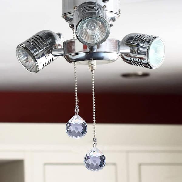 phyfalip Crystal Ceiling Fan Pull Chains Clear Connector 20mm Beaded ...