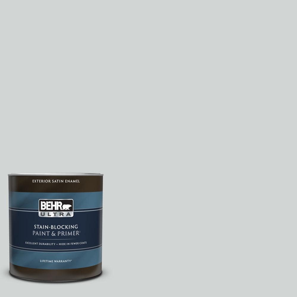 BEHR ULTRA 1 qt. #N450-1 Evaporation Satin Enamel Exterior Paint ...