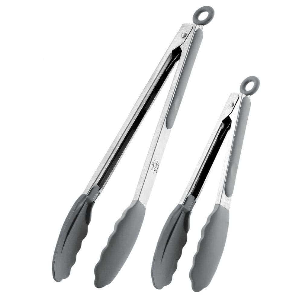 Zulay Kitchen 2-Pack (9 in. and 12 in.) Tongs for Cooking with Silicone ...