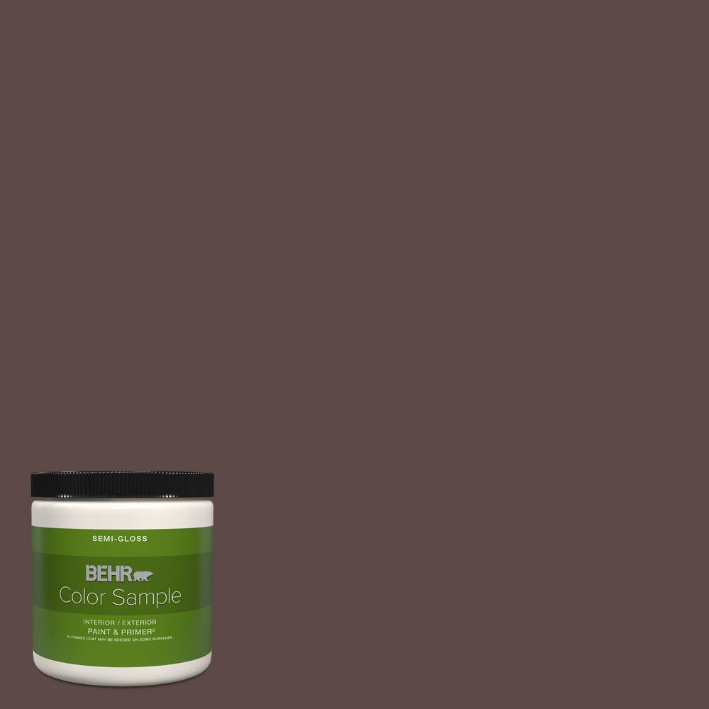 BEHR PREMIUM PLUS 8 oz. #MQ1-58 Chocolate Soul Semi-Gloss Interior ...