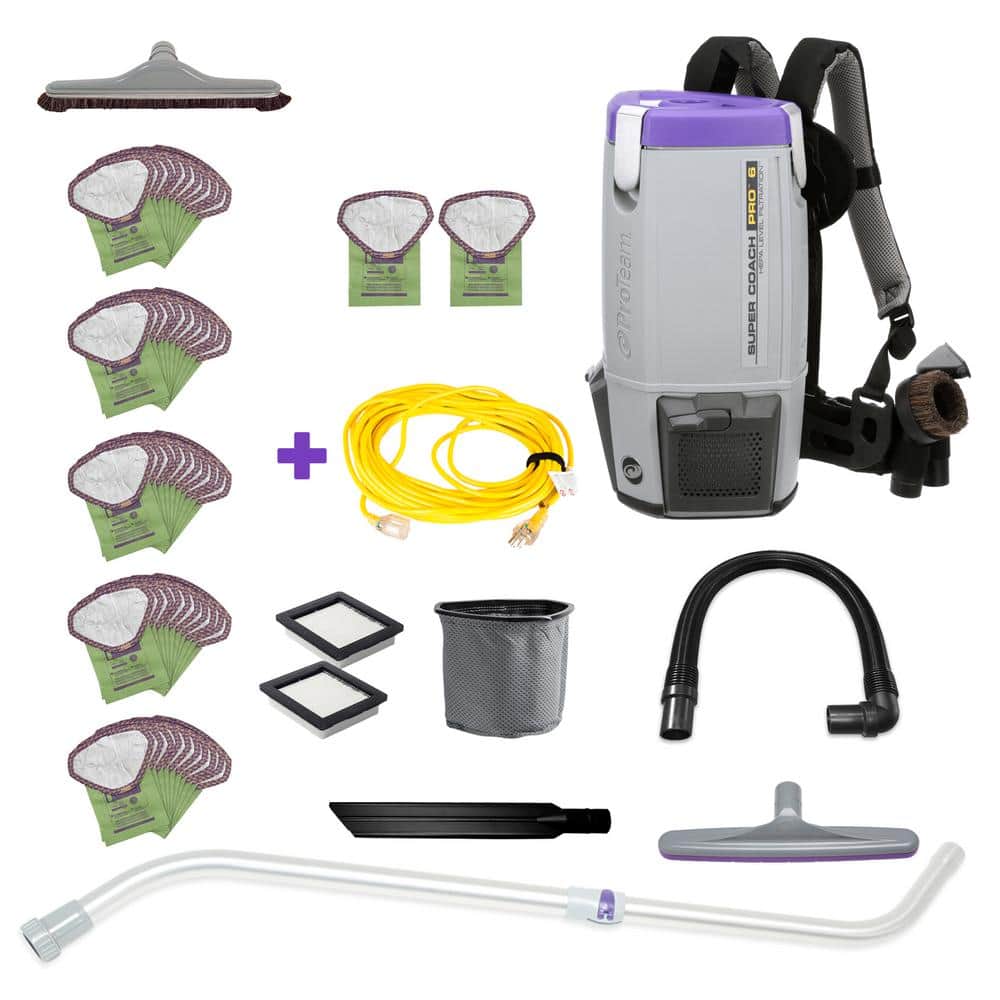 ProTeam Super Coach Pro 6, 6 qt. Backpack Vacuum Cleaner with Multi ...