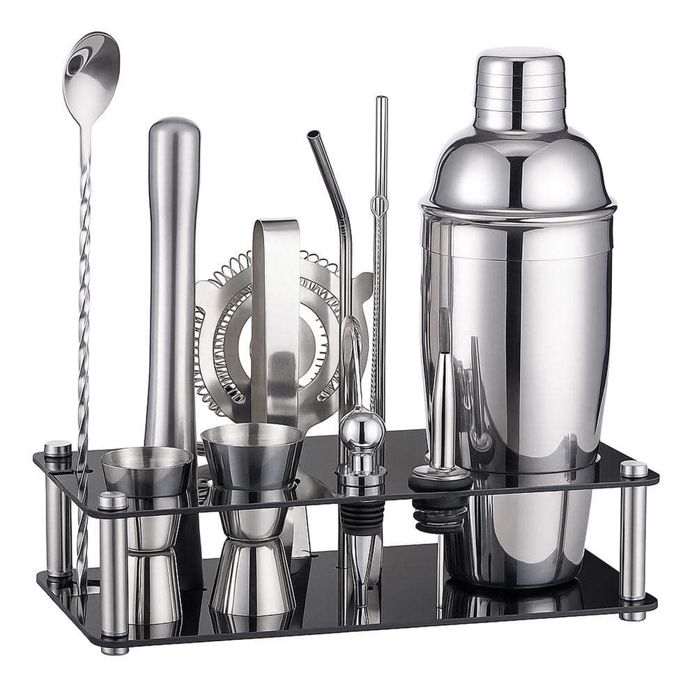 Lynzavix 15-Piece Stainless Steel Bartender Kit with Acrylic Stand ...