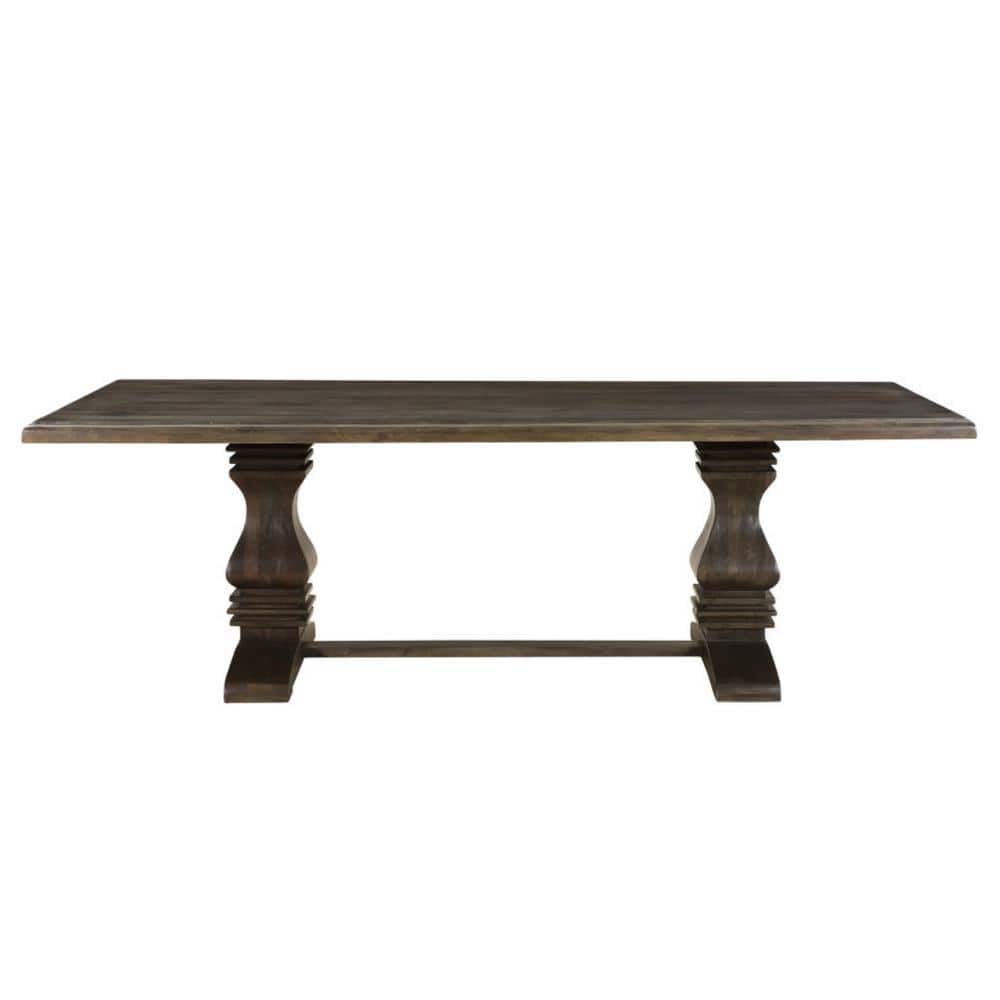 HomeRoots Dark Brown Solid Wood 96 in. Trestle Dining Table Seats 8 ...