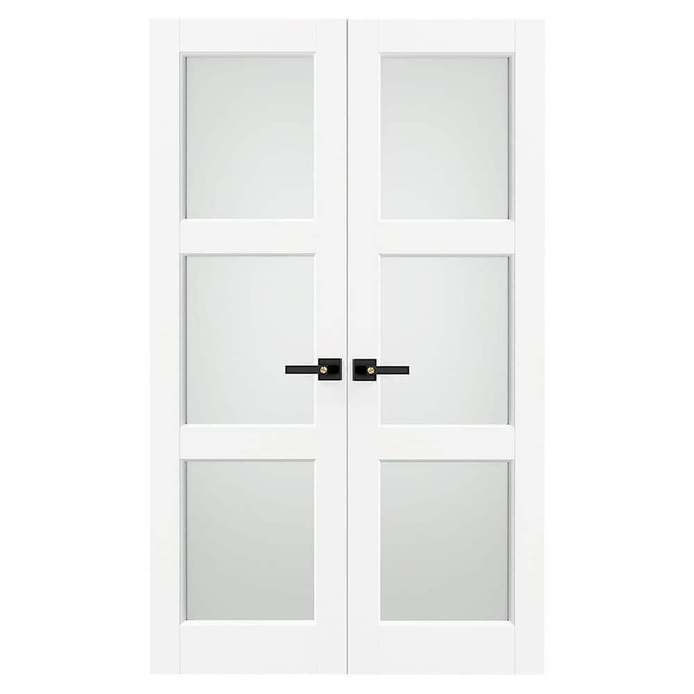TENONER 48 in. x 80 in. Solid Wood and MDF, Primed, White, 3 Lite ...