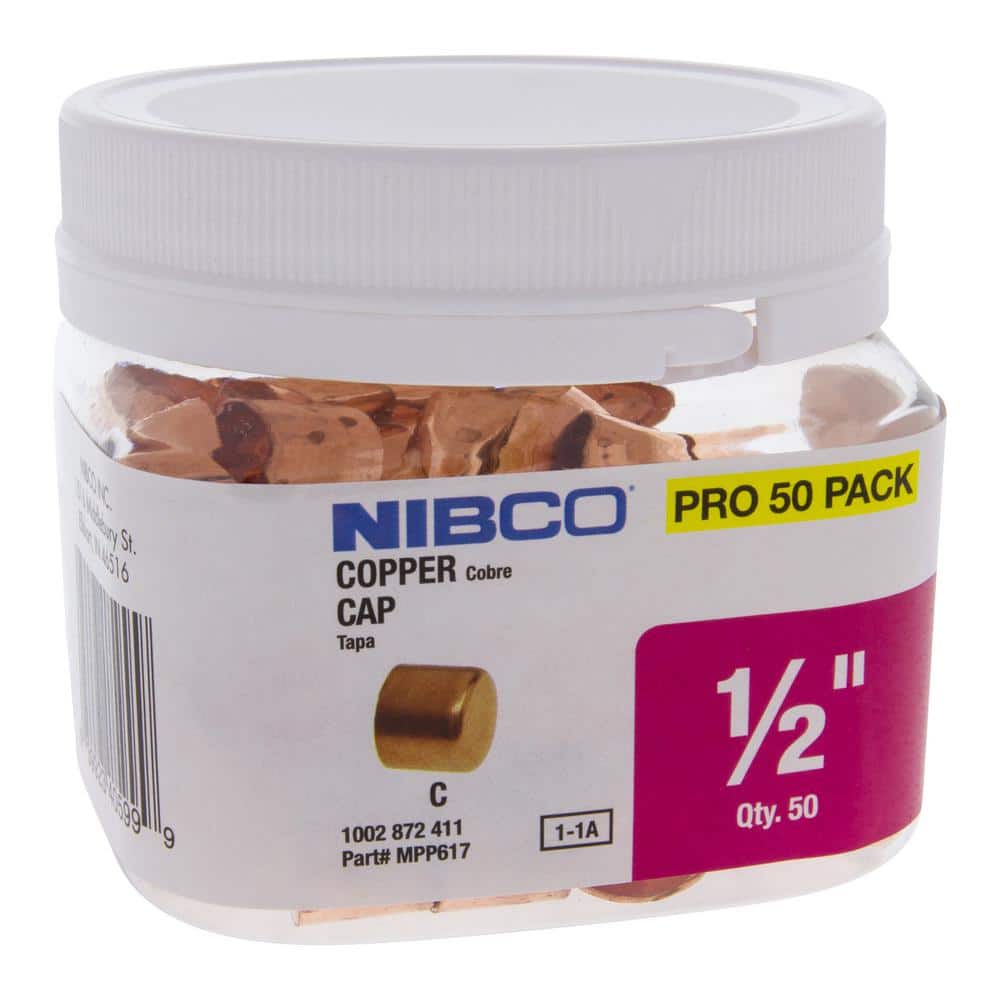 Everbilt 1/2 in. x 1/2 in. Wrot Copper Tube Cap Pro Pack (50-Pack ...