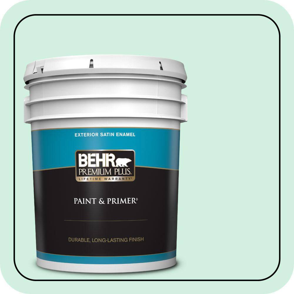 BEHR PREMIUM PLUS 5 gal. #480C-2 Pastel Jade Satin Enamel Exterior ...