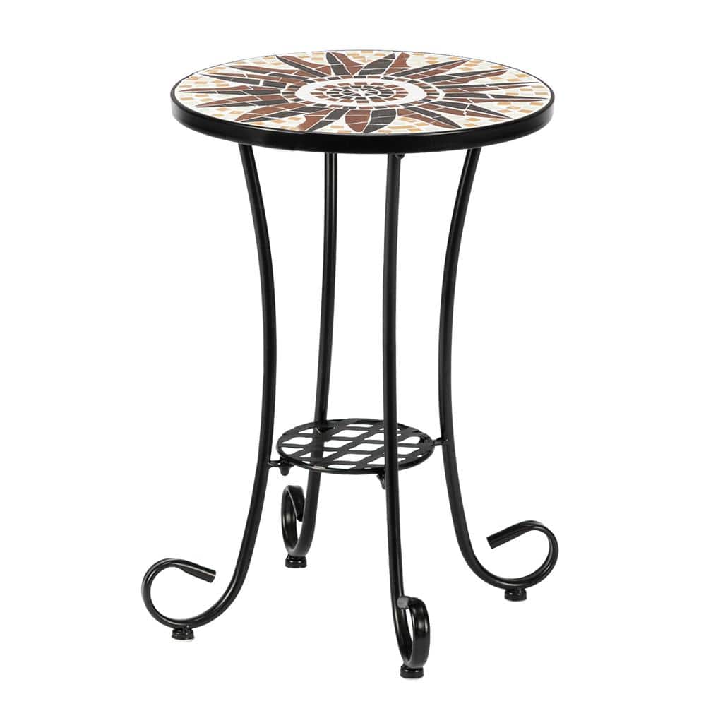 Karl home Metal and Ceramic Tile Mosaic Patio Side Table 998581706476 ...