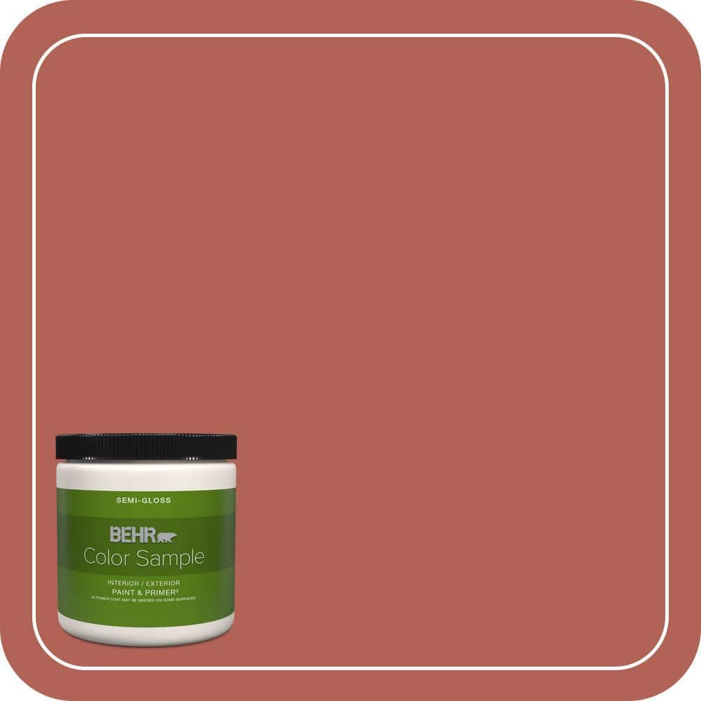 BEHR PREMIUM PLUS 8 oz. #QE-04 Chimayo Red Semi-Gloss Interior/Exterior ...